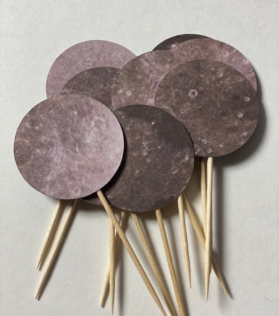 Moon Cupcake Toppers Moon Toppers Moon Cake Toppers Space | Etsy