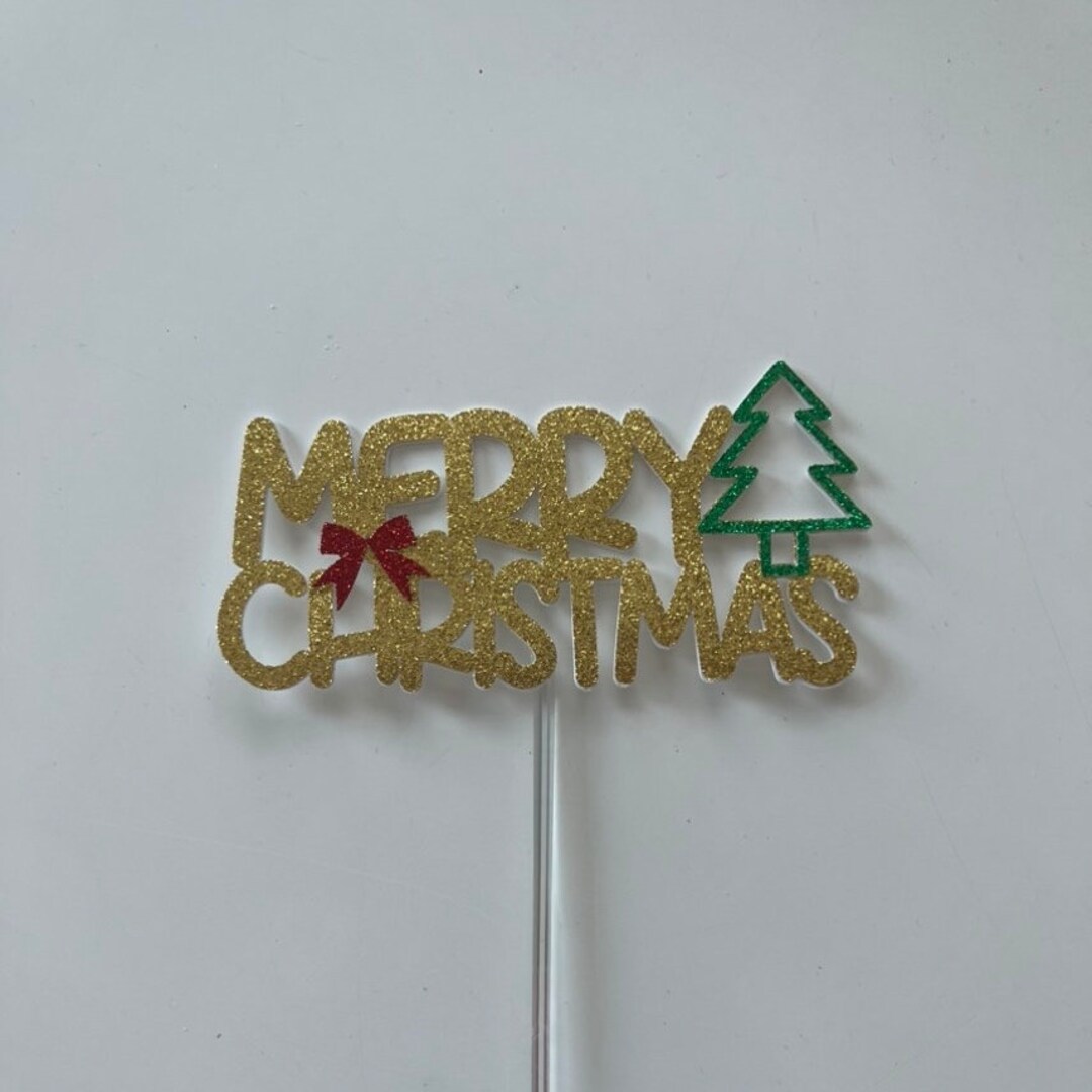 Christmas Cake Topper, Christmas Tree Cake Topper, Merry Christmas Cake ...