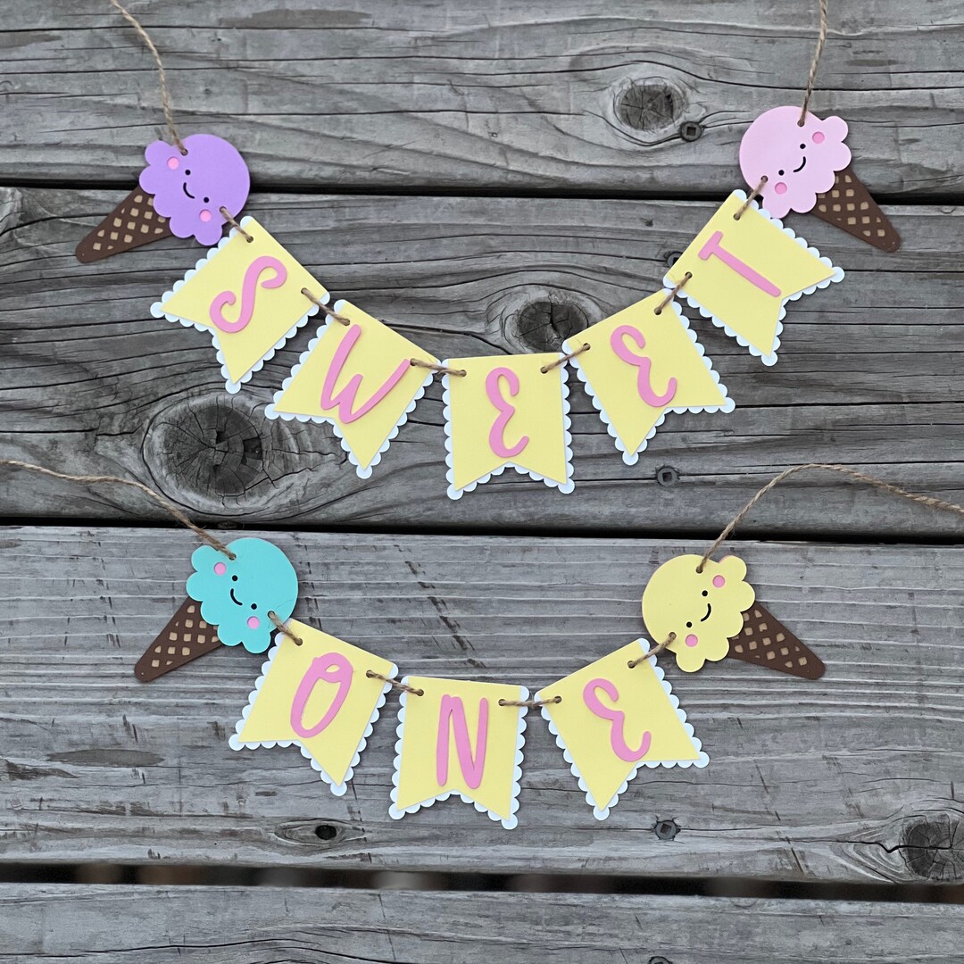 Sweet One Banner, Two Sweet Banner, Ice Cream Banner, Ice Cream ...