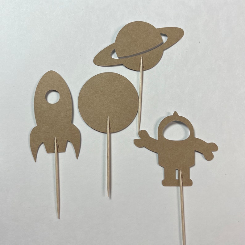 Space Cupcake Toppers: Astronaut, Rocket, Planet - Set of 12 - Etsy