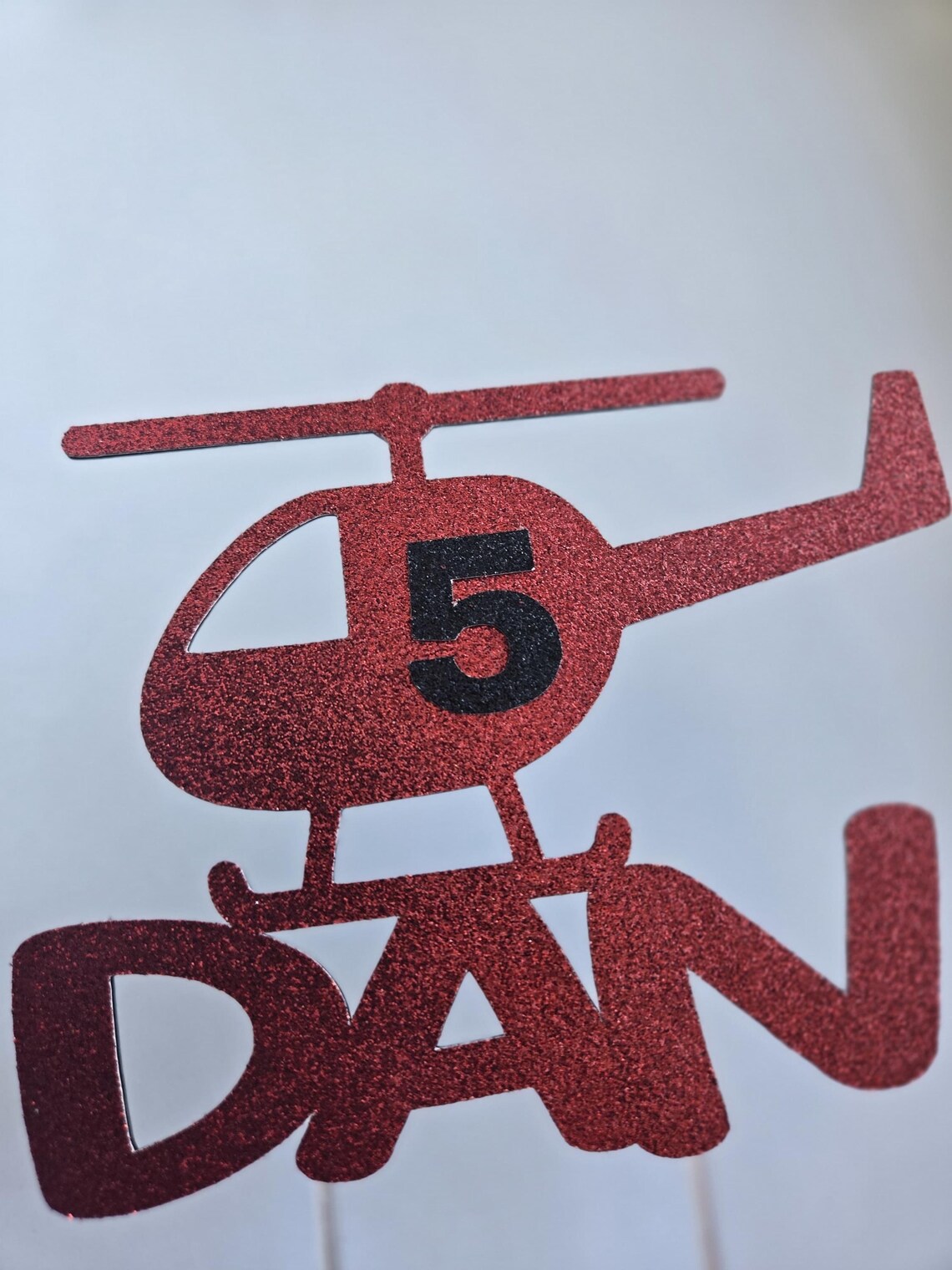 Helicopter Birthday Cake Topper: Glitter Cardstock Chopper Decoration ...