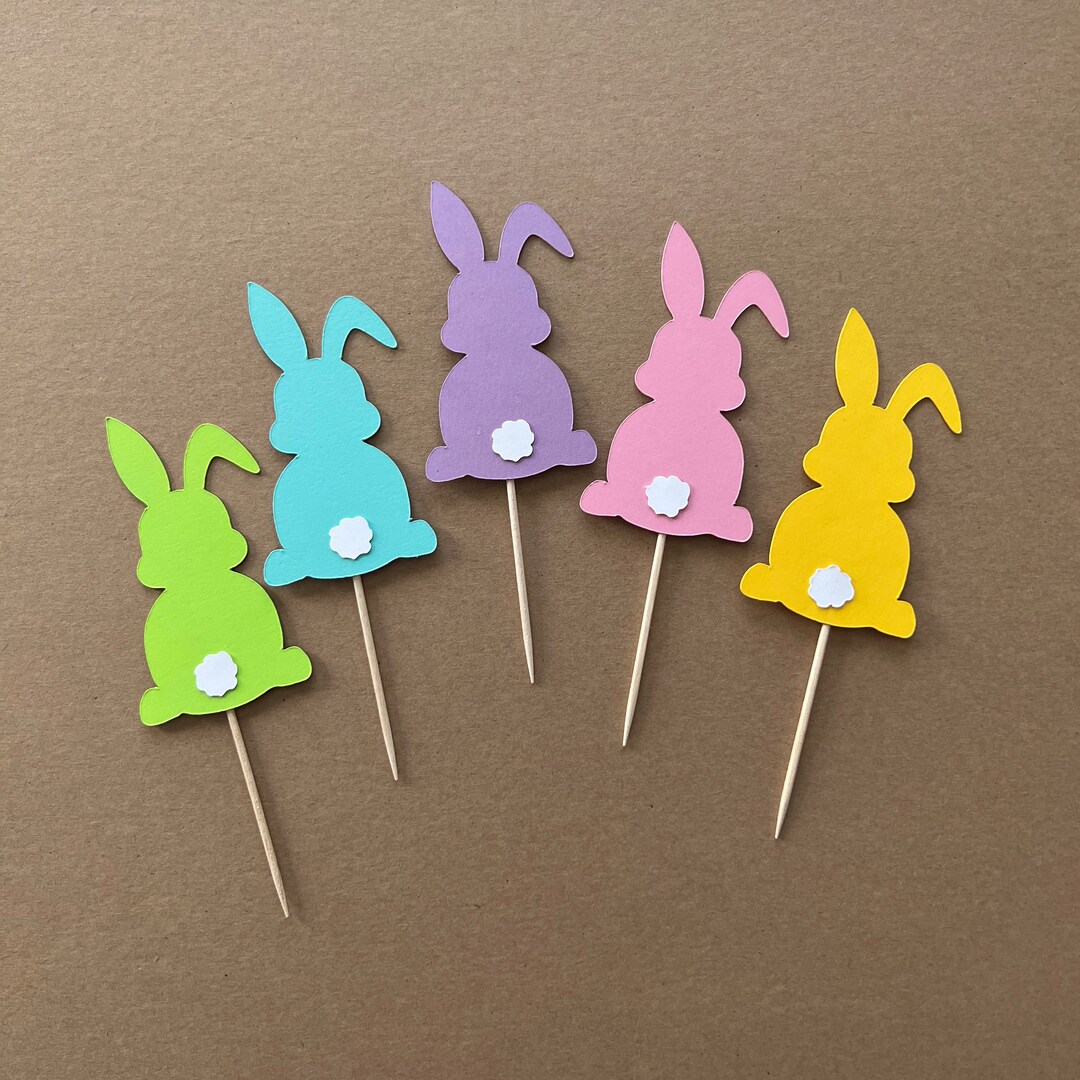 Easter Cupcake Toppers, Bunny Cupcake Toppers, Rabbit Shaped Cupcake ...