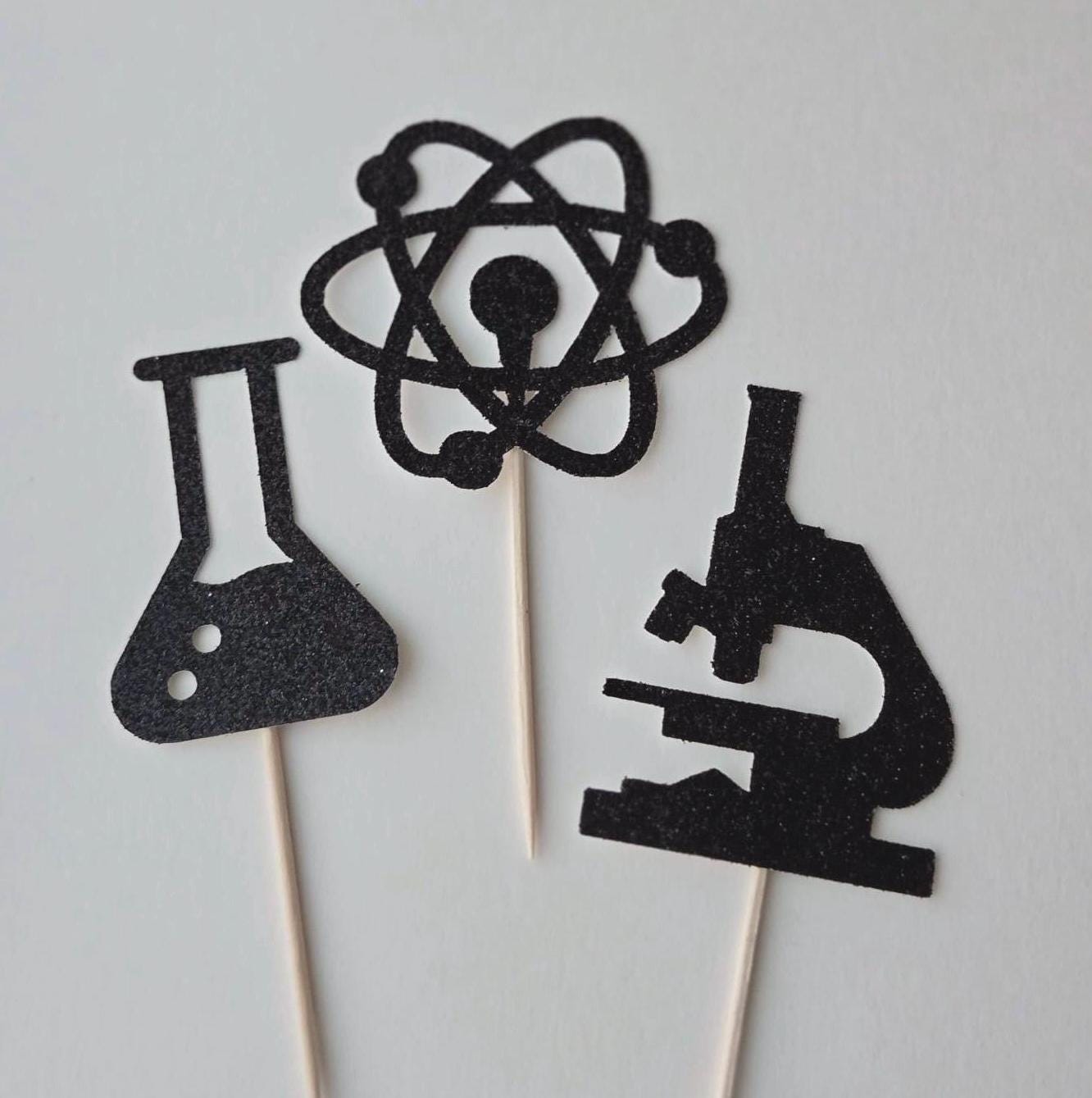 Science Cupcake Toppers: Biology, Chemistry, Microscope (set of 12) - Etsy