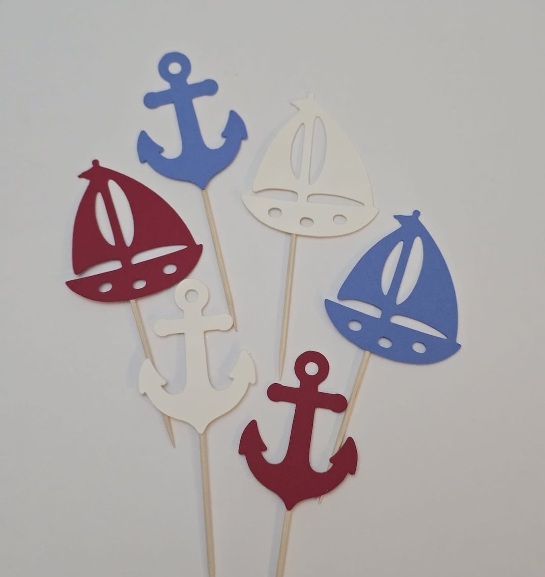 Sail Boat Cupcake Toppers, Sailing Cupcake Toppers, Boat Cupcake ...