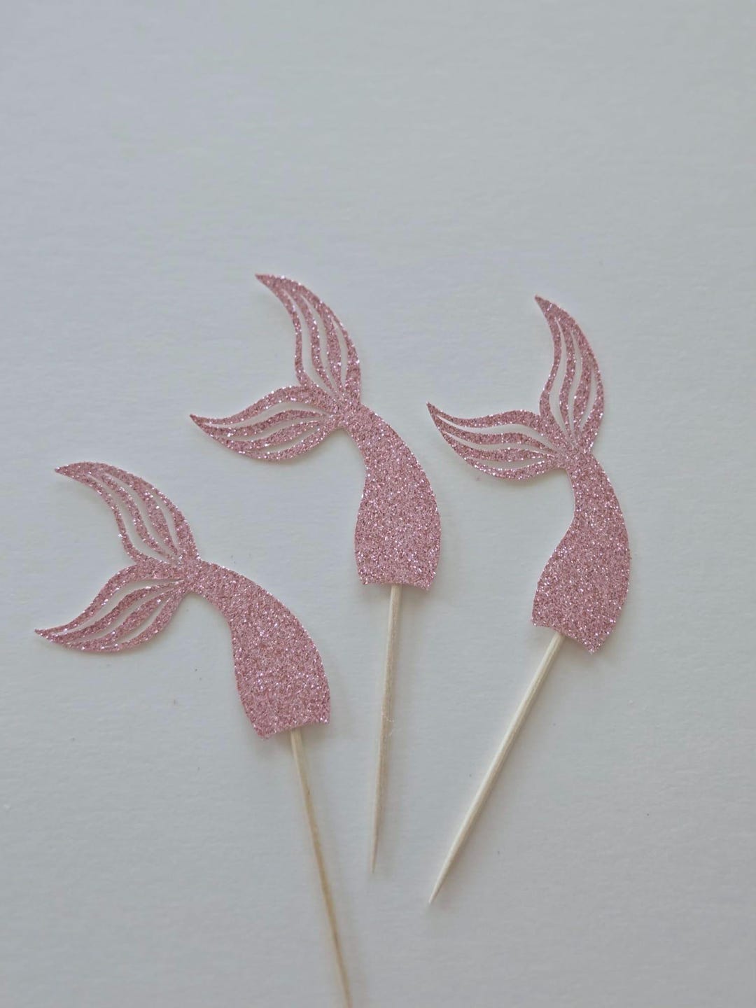 Mermaid Tail Cupcake Toppers: Pink Glitter Cardstock, Set of 12 - Etsy
