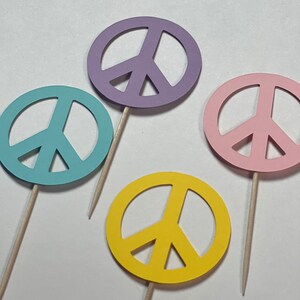 Peace Cupcake Toppers, Peace Sign Toppers, Groovy Cupcake Toppers, Two ...