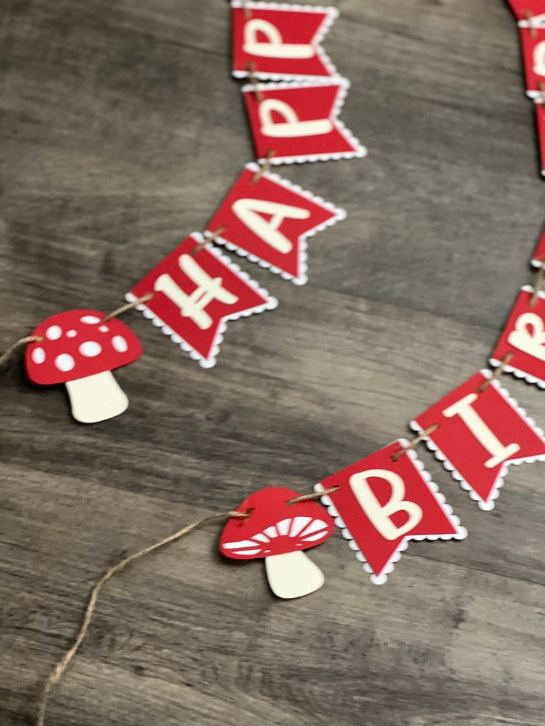 Mushroom Banner Mushroom Birthday Banner Mushroom Party - Etsy