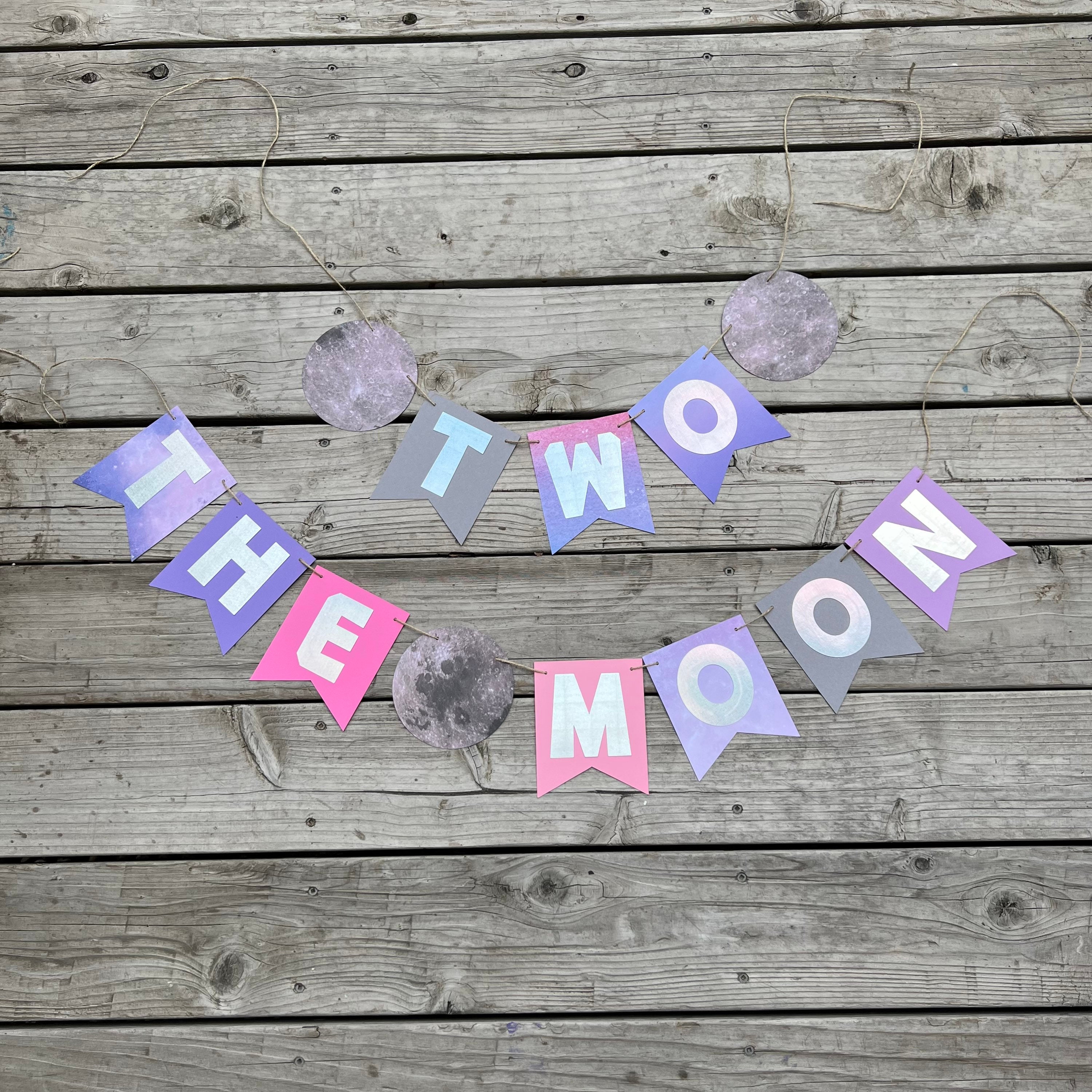 Space Banner Moon Banner Two the Moon Banner Moon Birthday - Etsy