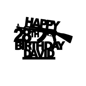 Gun Cake Topper, Gun Lovers Cake Topper, Rifle Cake Topper, Ak 47 Cake ...