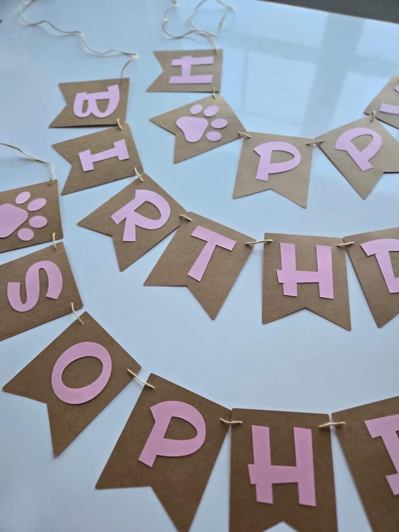 Paw Print Birthday Banner - Etsy