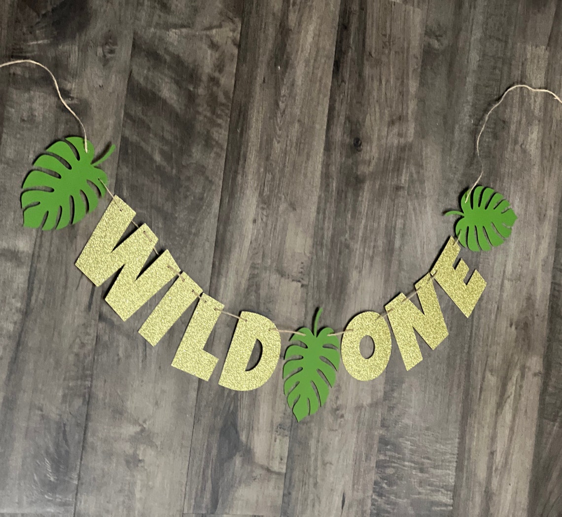 Jungle Banner Wild One Banner Leaf Banner Jungle Custom - Etsy