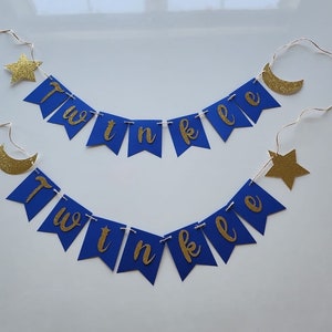 Twinkle Little Star Banner: Gold Glitter Moon & Stars - Etsy