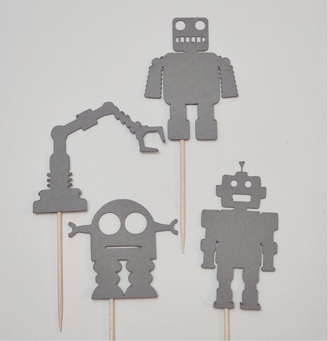 Robot Cupcake Toppers, Robotic Cupcake Toppers, Robot Toppers, Robot ...