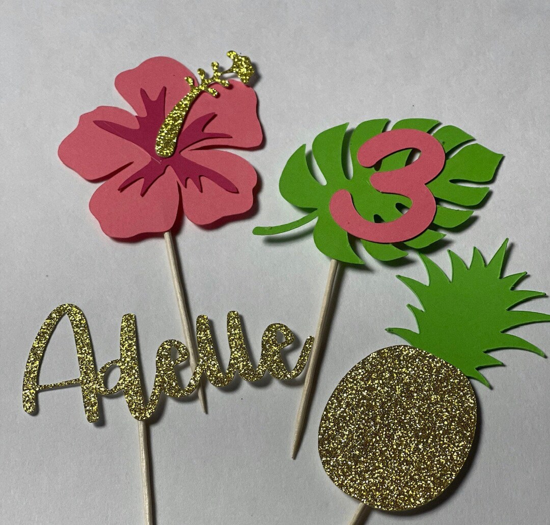 Hawaii Cupcake Toppers, Hawaiian Cupcake Toppers, Hawaii Party Cupcake ...