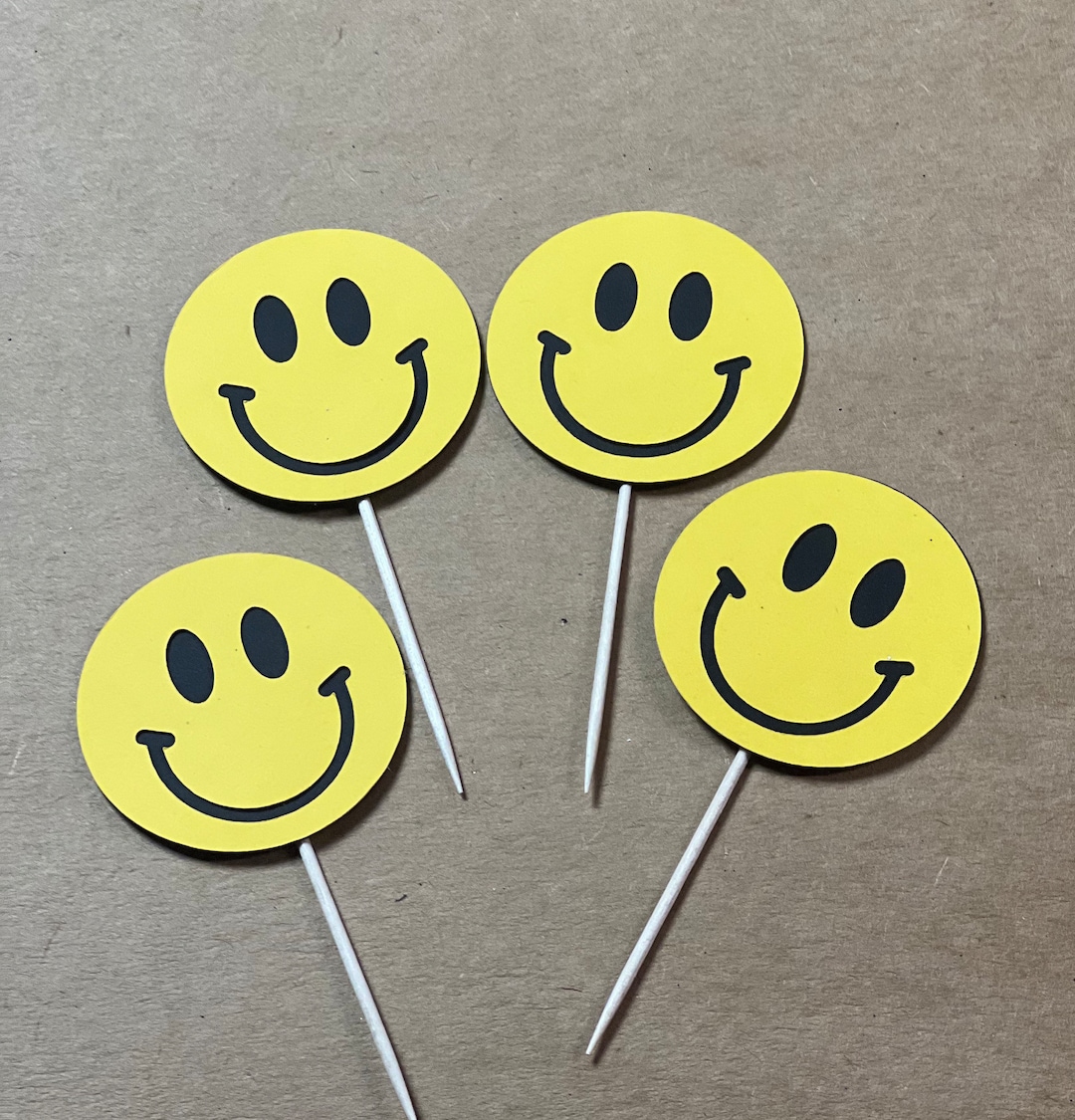 Smiley Cupcake Toppers, Smiley Face Cupcake Toppers, Groovy Cupcake ...