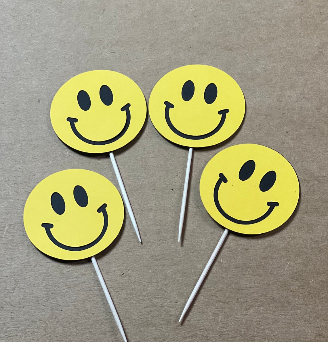 Smiley Cupcake Toppers Smiley Face Cupcake Toppers Groovy - Etsy