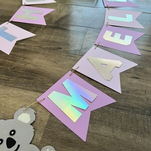 Koala Banner, Koala Birthday Banner, Purple Banner, Holographic Banner ...