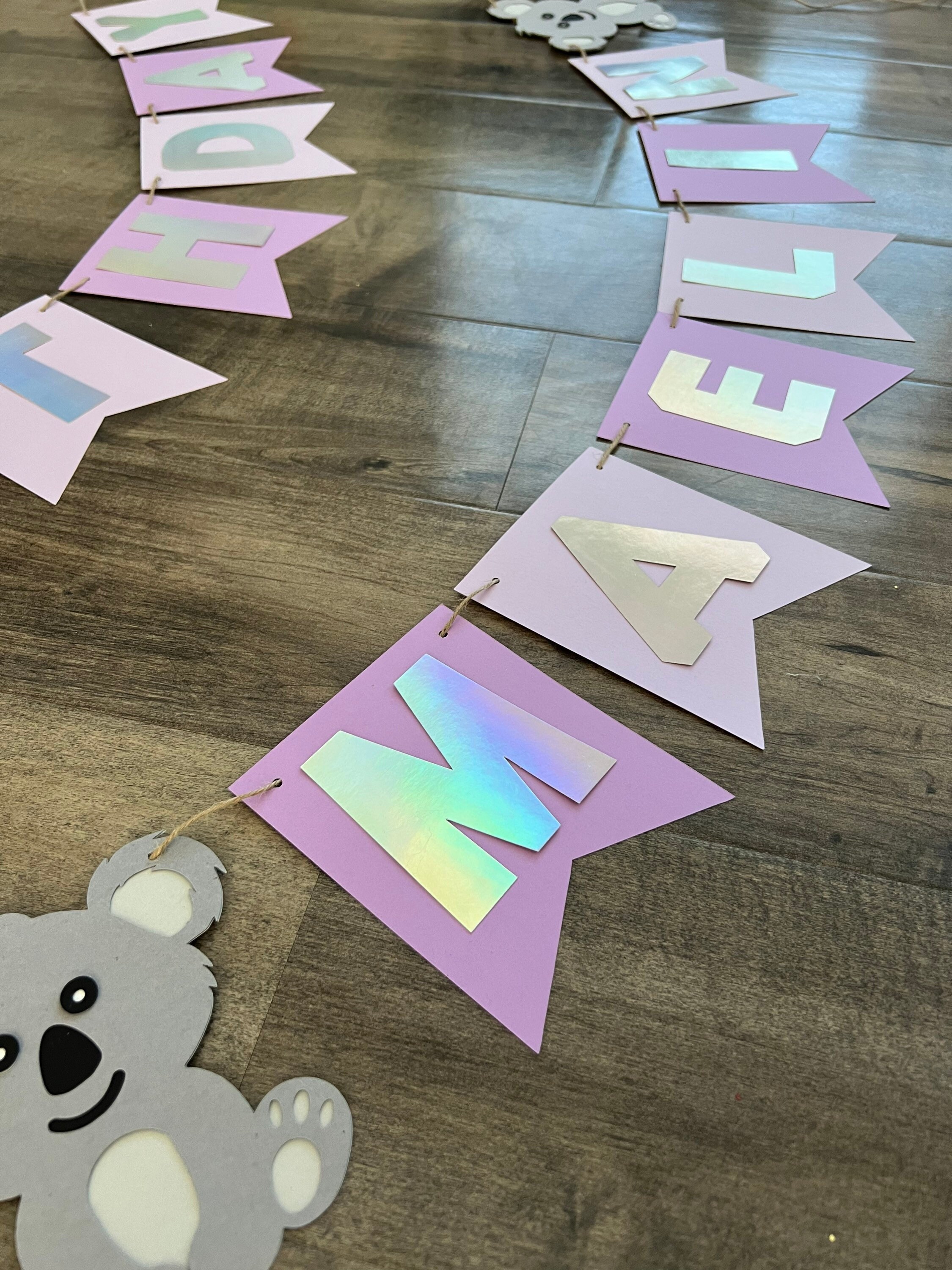 Koala Banner Koala Birthday Banner Purple Banner - Etsy
