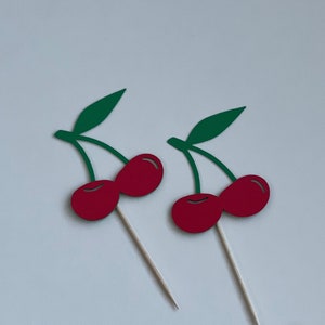 Cherry Cupcake Toppers: Set of 12 Paper Party Decorations - Etsy