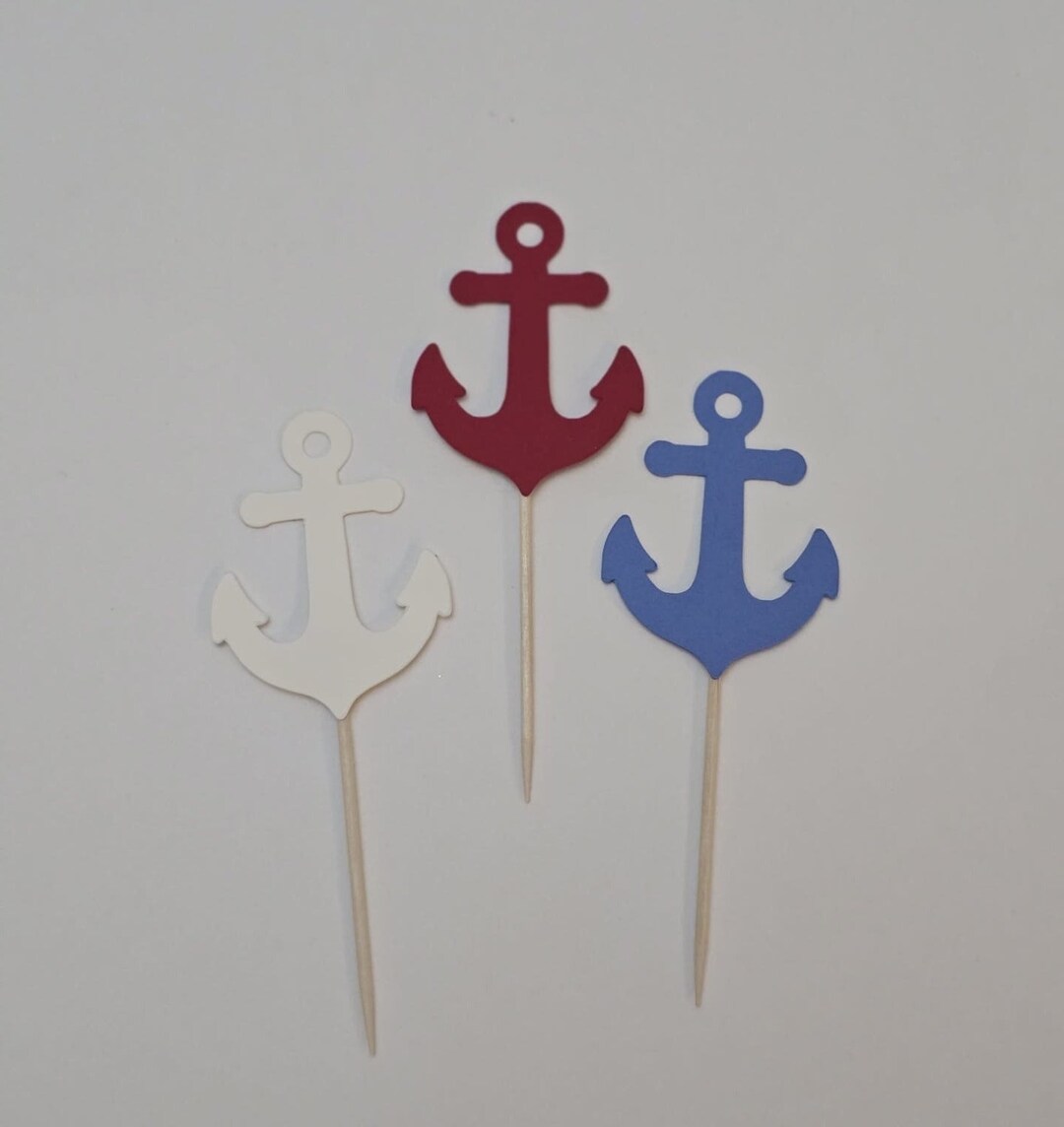 Nautical Cupcake Toppers, Nautical Toppers, Nautical Cake Toppers ...