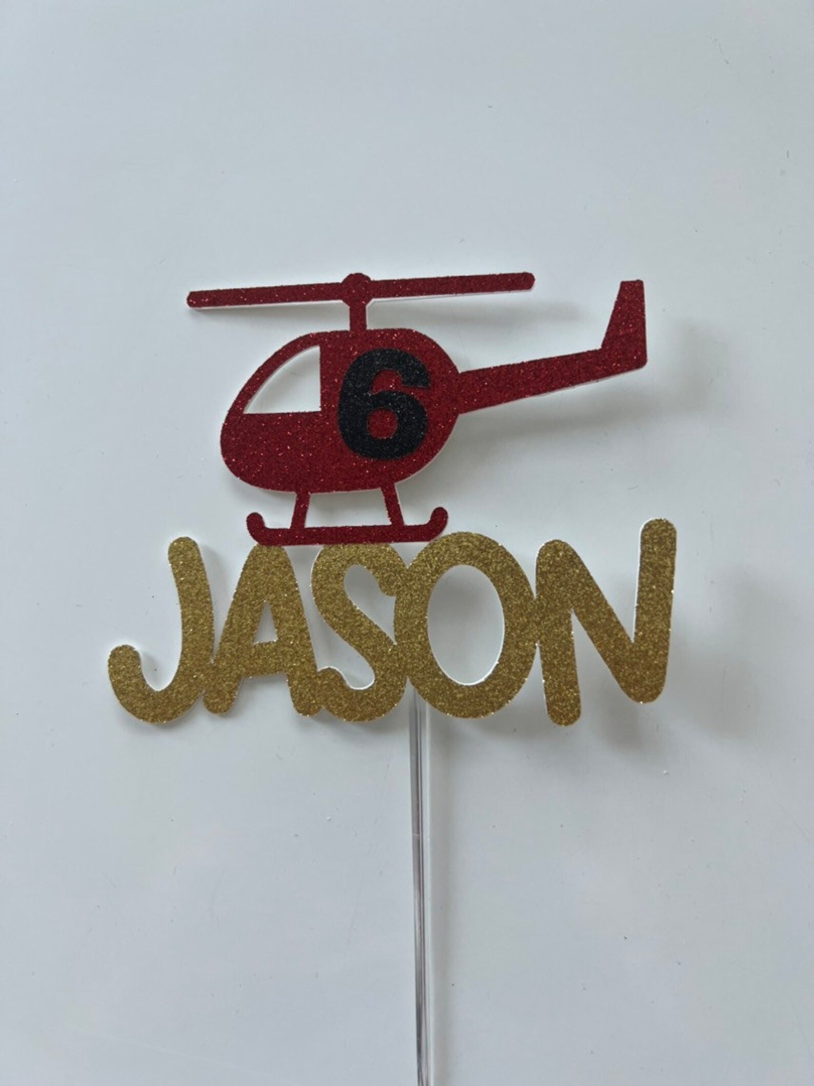 Helicopter Birthday Cake Topper: Glitter Cardstock Chopper Decoration ...