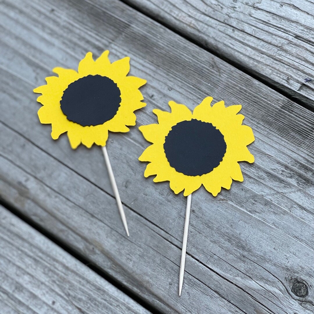 Sunflower Cupcake Toppers: Floral Party Decorations (set of 12) - Etsy