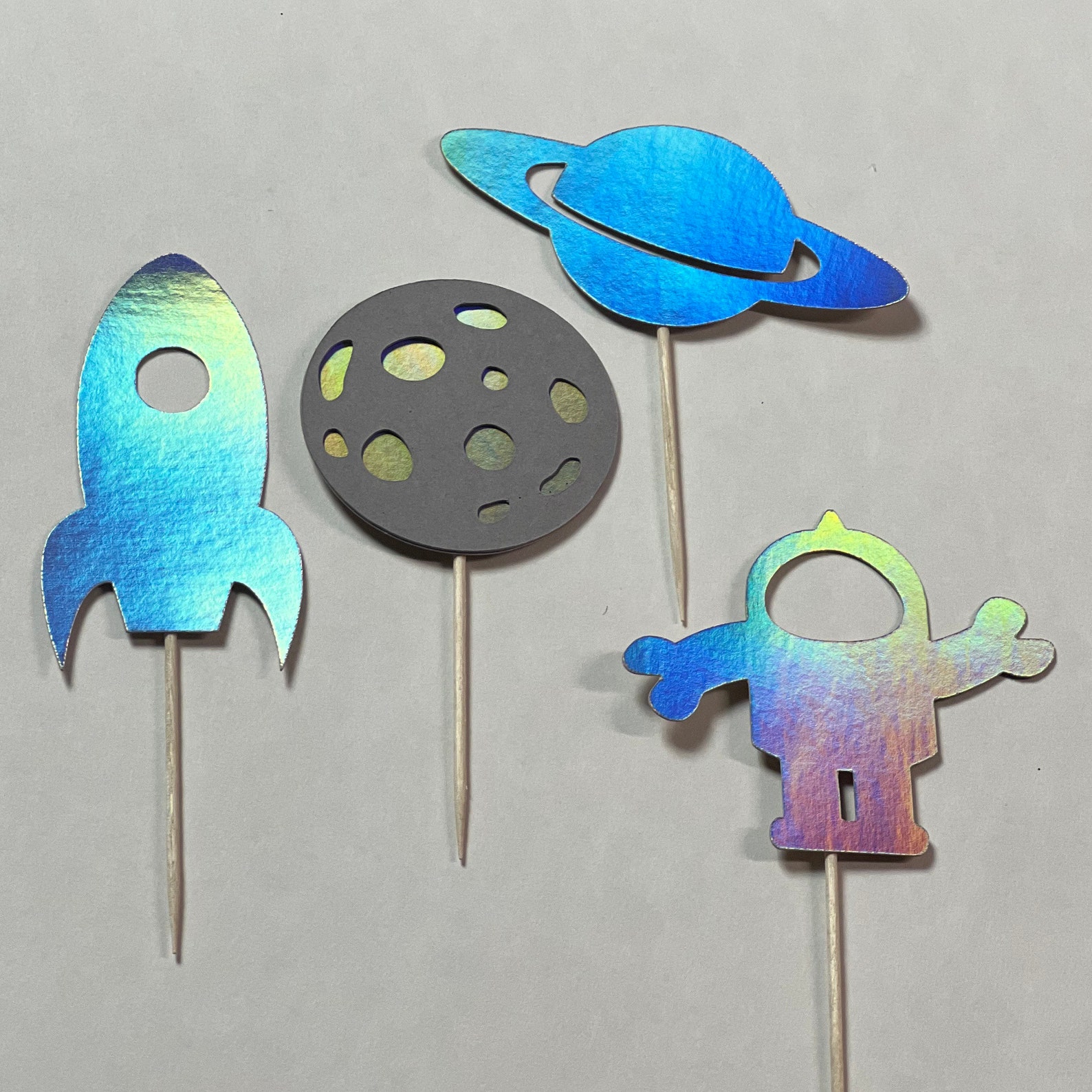 Space Cupcake Toppers: Astronaut, Rocket, Planet - Set of 12 - Etsy