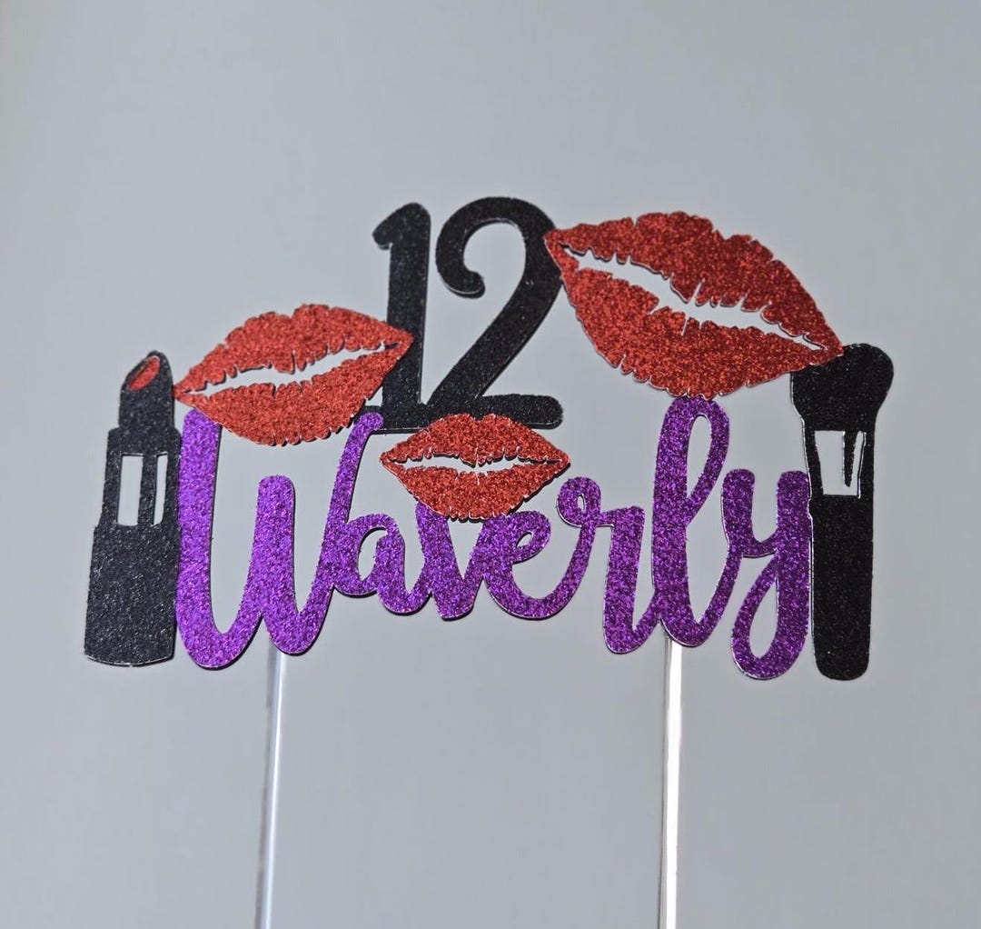 Makeup Cake Topper: Glitter Lipstick, MUA Birthday Decor - Etsy