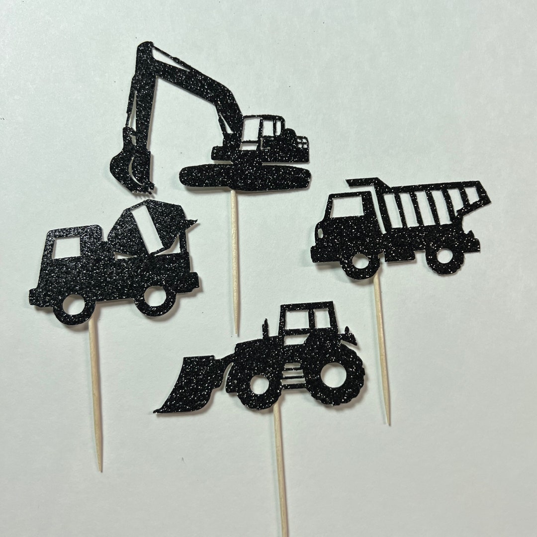 Construction Cupcake Toppers, Construction Cake Toppers, Excavator ...