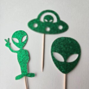 Alien Cupcake Toppers, Alien Toppers, Extraterrestrial Cupcake Topper ...