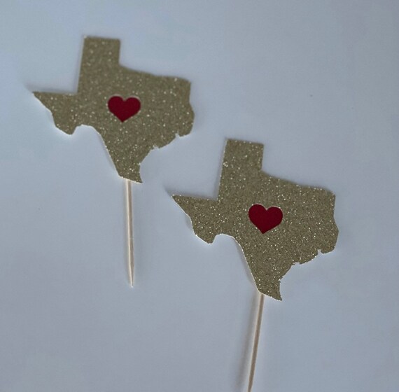 Texas Cupcake Toppers Love Texas Cupcake Toppers Heart Texas | Etsy