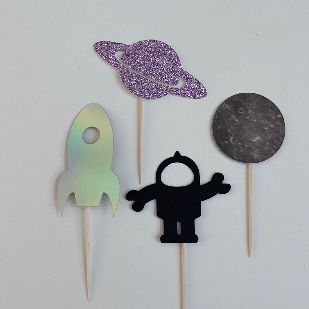 Space Cupcake Toppers: Astronaut, Rocket, Planet - Set of 12 - Etsy