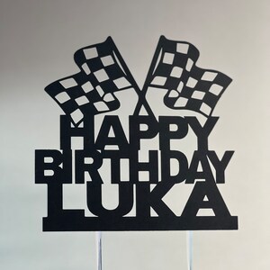 Racing Flags Birthday Cake Topper: Finish Line Party Decor - Etsy