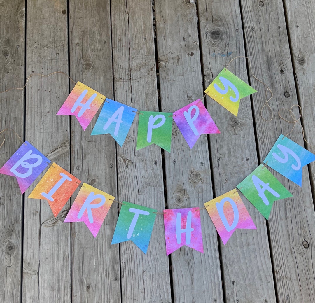 Watercolor Banner, Colorful Banner, Rainbow Banner, Rainbow Birthday ...