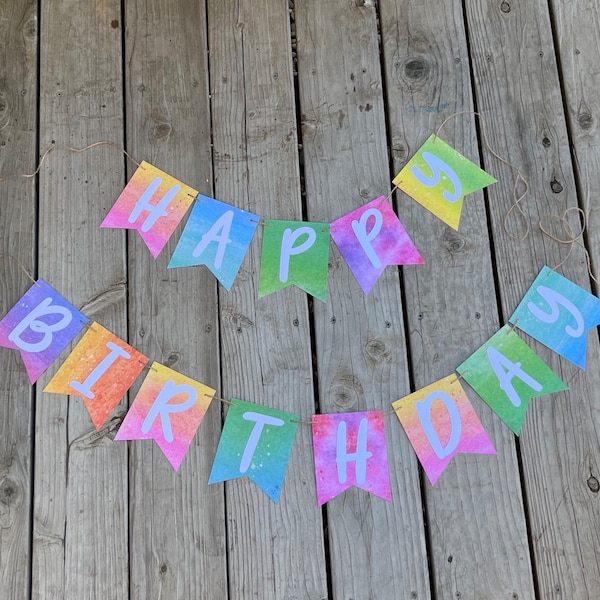 Rainbow Birthday Banner - Etsy