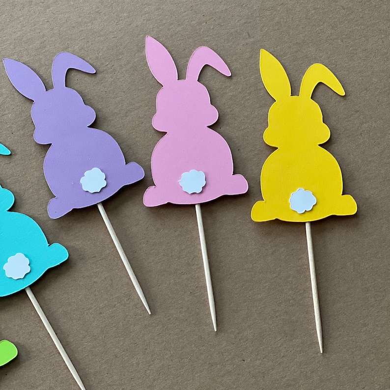 Easter Cupcake Toppers Bunny Cupcake Toppers Rabbit Shaped - Etsy