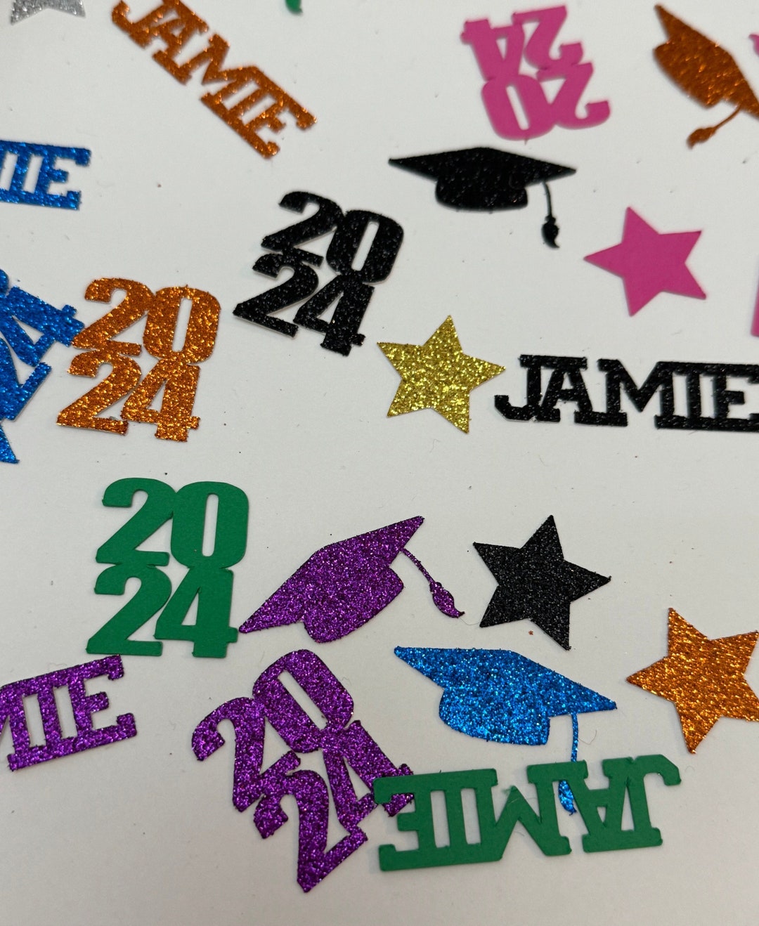 2024 Graduation Confetti: Caps, Stars, Names - 40 Pieces - Etsy