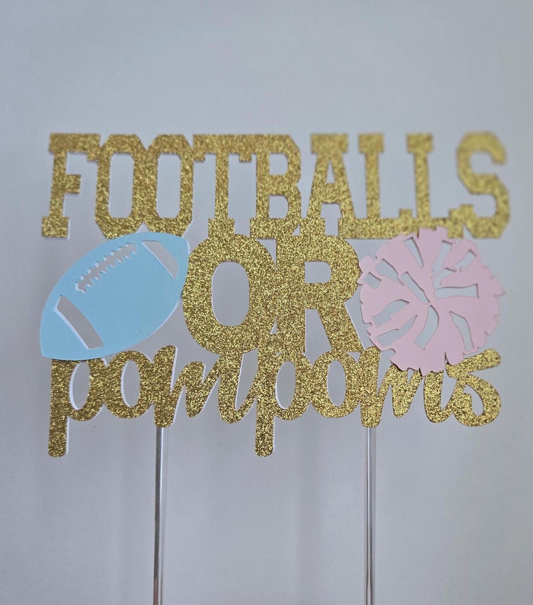 Football or Pom Poms Gender Reveal Cake Topper - Etsy