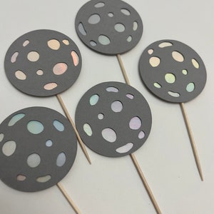 Moon Cupcake Toppers, Moon Toppers, Moon Cake Toppers, Space Cupcake ...