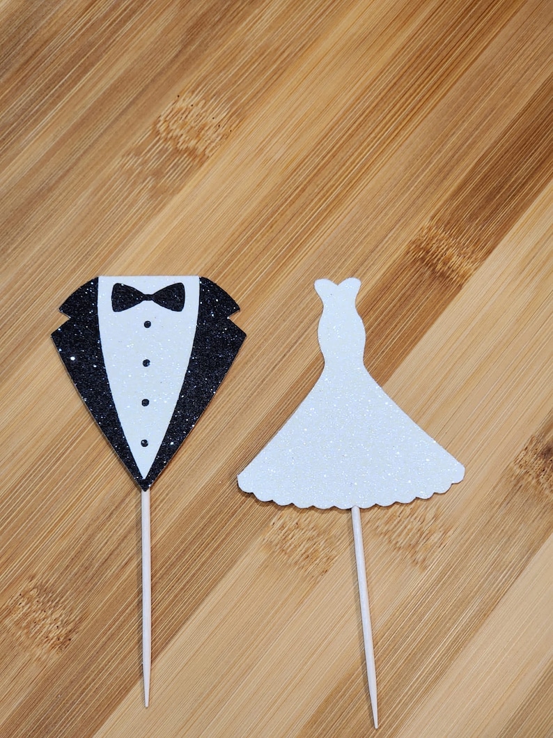 Wedding Cupcake Toppers: Bride & Tuxedo, Set of 12 - Etsy