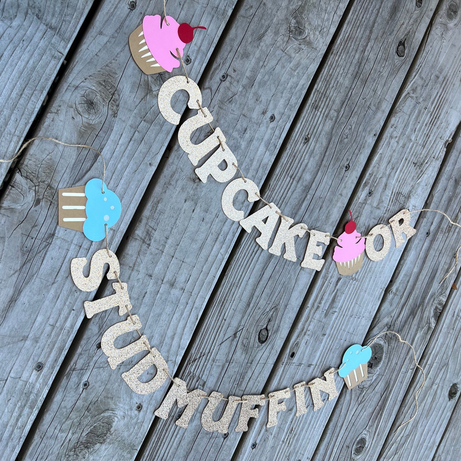 Cupcake or Stud Muffin Banner: Gender Reveal Party Decor - Etsy