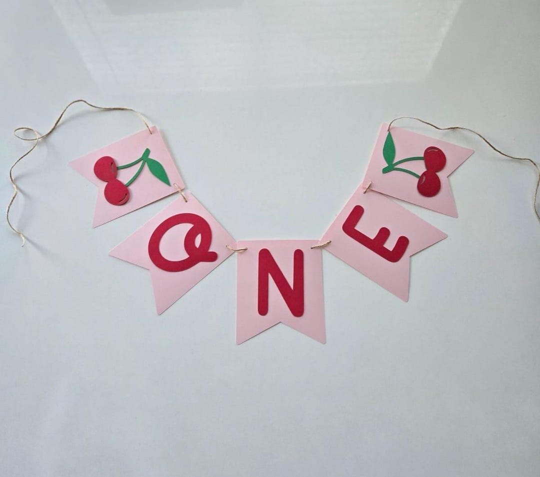 Cherry Banner, Cherry Birthday Banner, Im One Banner, Cherry Banner ...