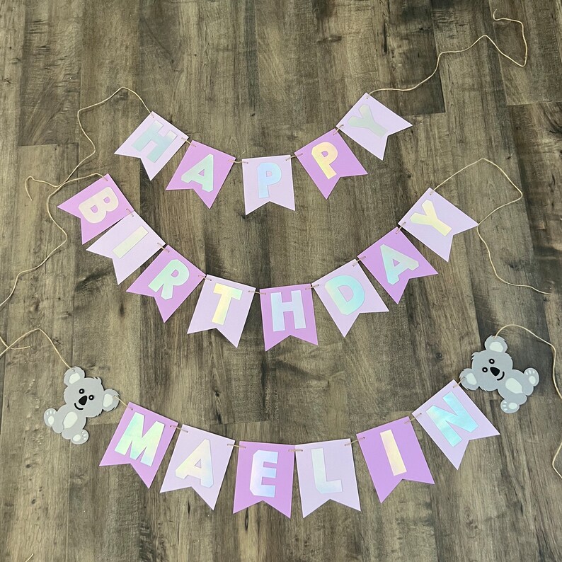 Koala Banner Koala Birthday Banner Purple Banner - Etsy