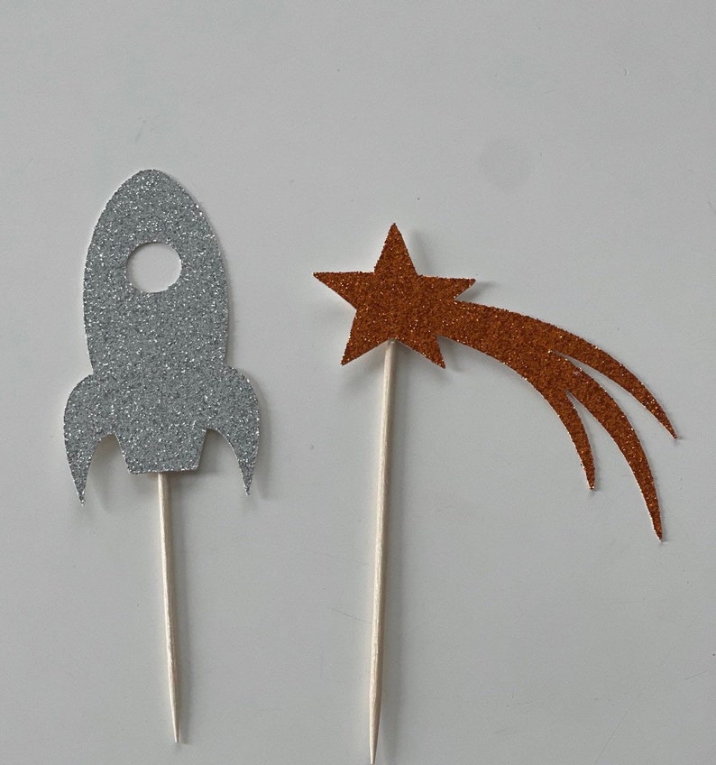 Space Cupcake Toppers: Rocket, Astronaut, Star - Set of 12 - Etsy