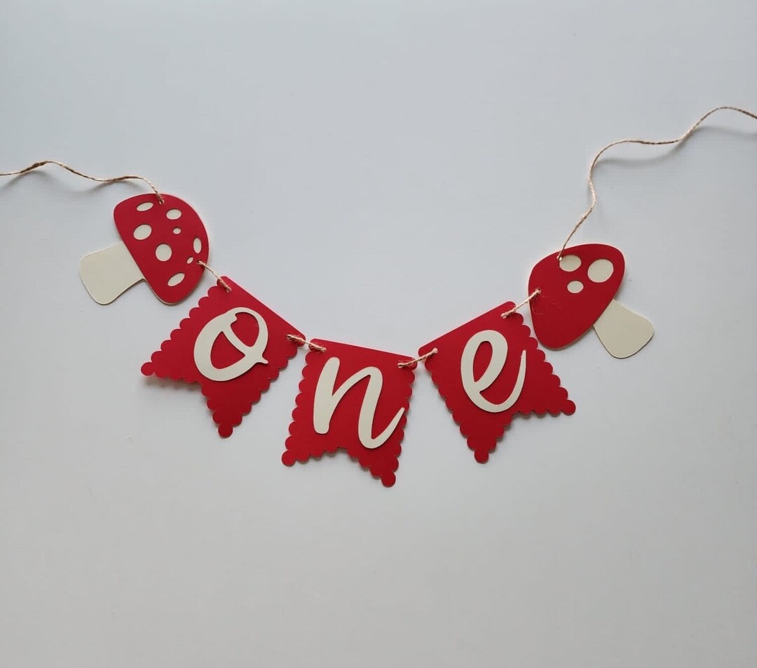 Mushroom Banner, Mushroom Birthday Banner, Mushroom Party Decorations ...