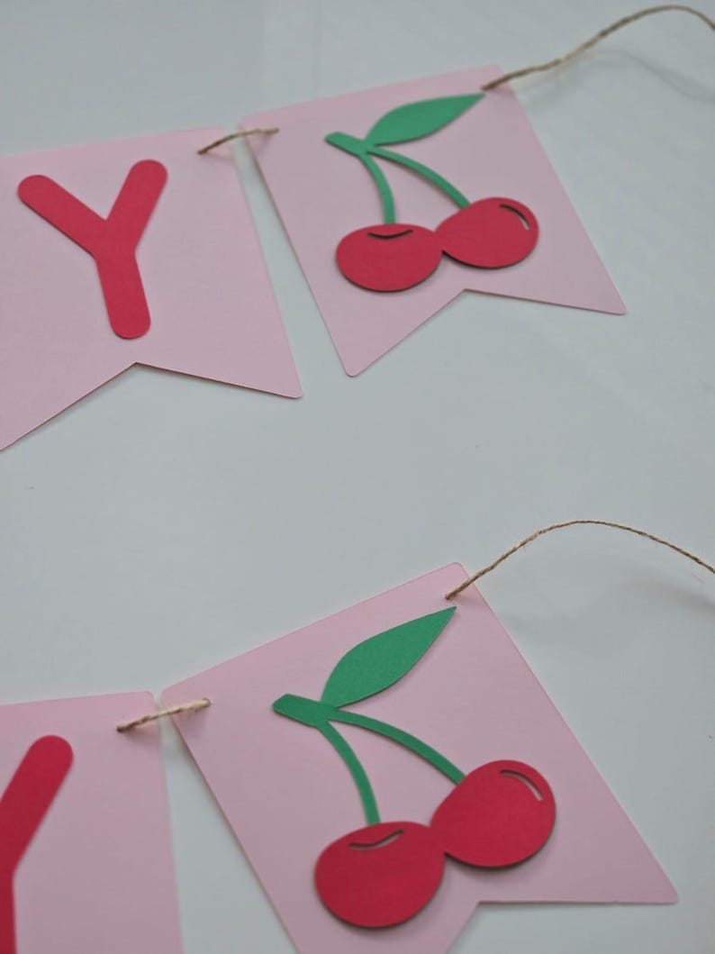 Cherry First Birthday Banner: Pre-hung Party Decorations - Etsy