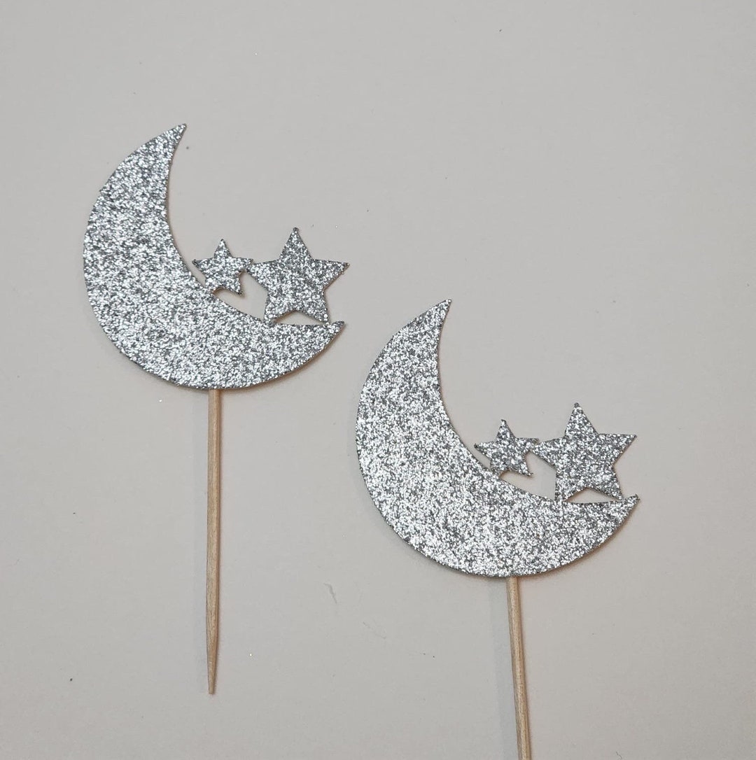 Moon Cupcake Toppers, Star Cupcake Toppers, Moon and Stars Cupcake ...