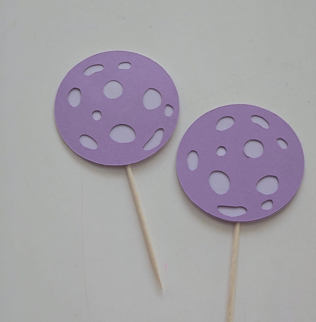 Moon Cupcake Toppers, Moon Toppers, Moon Cake Toppers, Space Cupcake ...