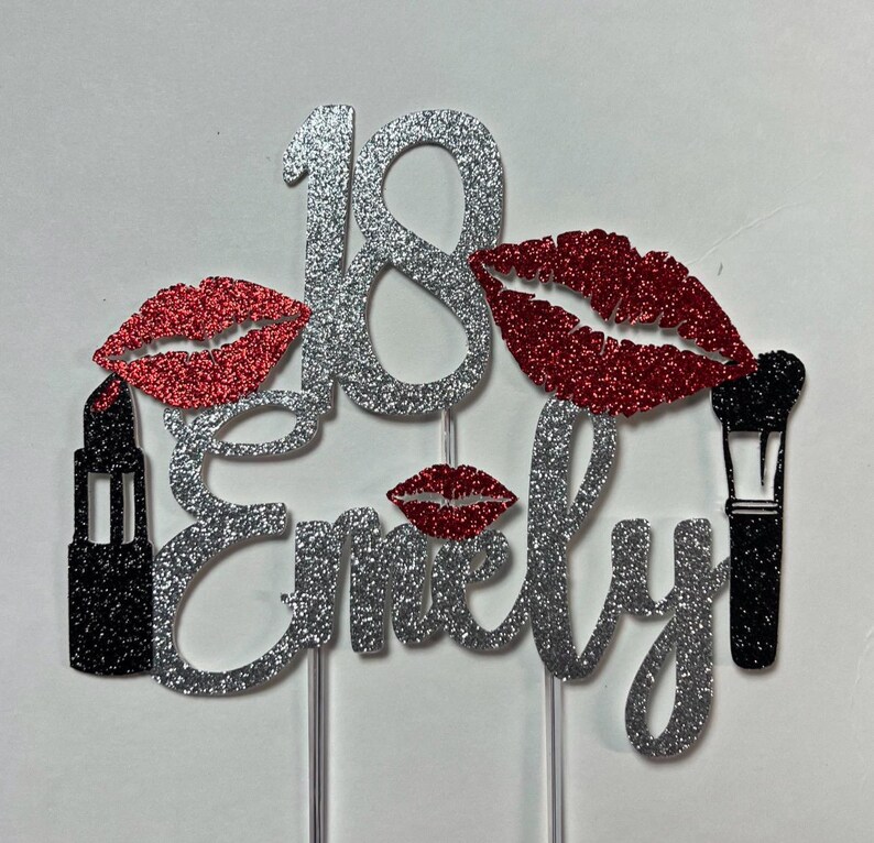 Makeup Cake Topper: Glitter Lipstick, MUA Birthday Decor - Etsy