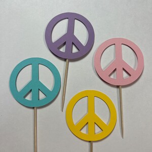 Peace Cupcake Toppers, Peace Sign Toppers, Groovy Cupcake Toppers, Two ...